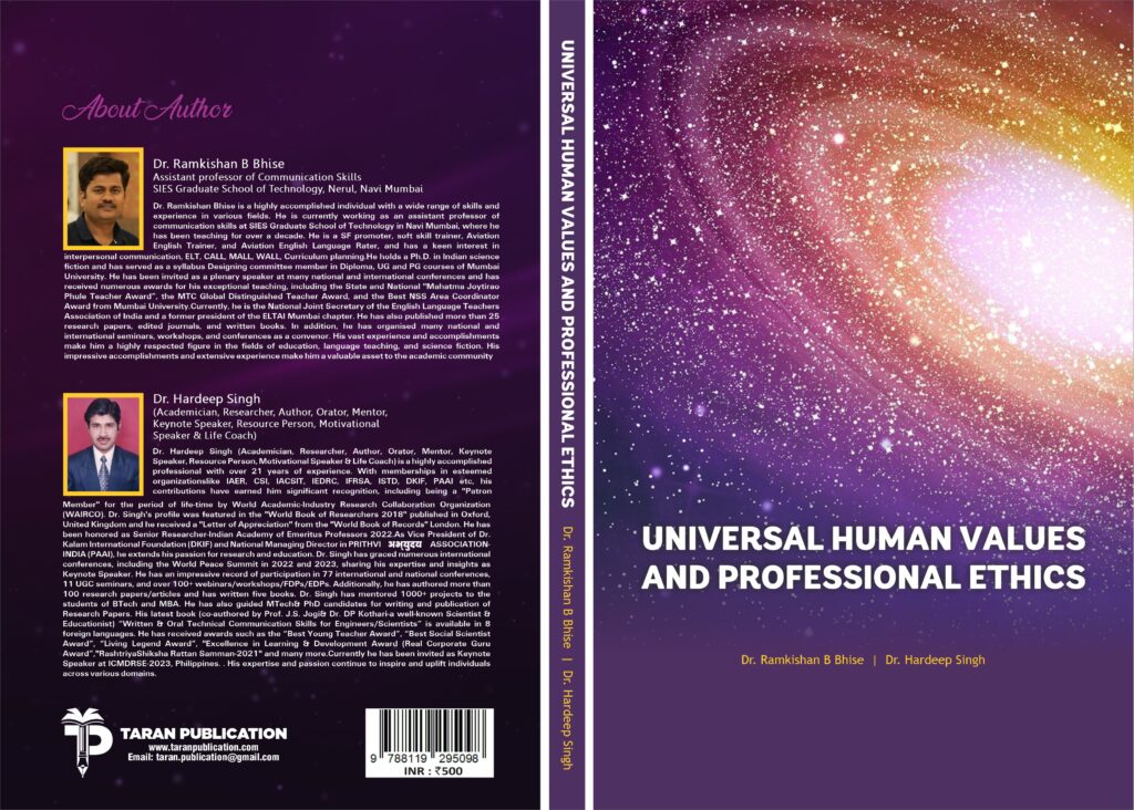 Universal Human Values and Professional Ethics – Taran publication